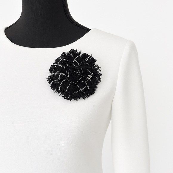 Jewelry | Chanel Black Camellia Brooch Cc Logo Pin Designer Luxury ...